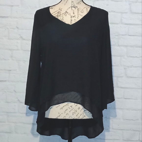 Jennifer Lopez | Tops | Jennifer Lopez Womens Black Tiered Hi Low Long ...